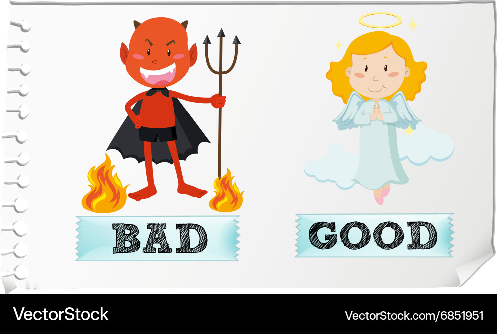 Opposite adjectives with good and bad Royalty Free Vector
