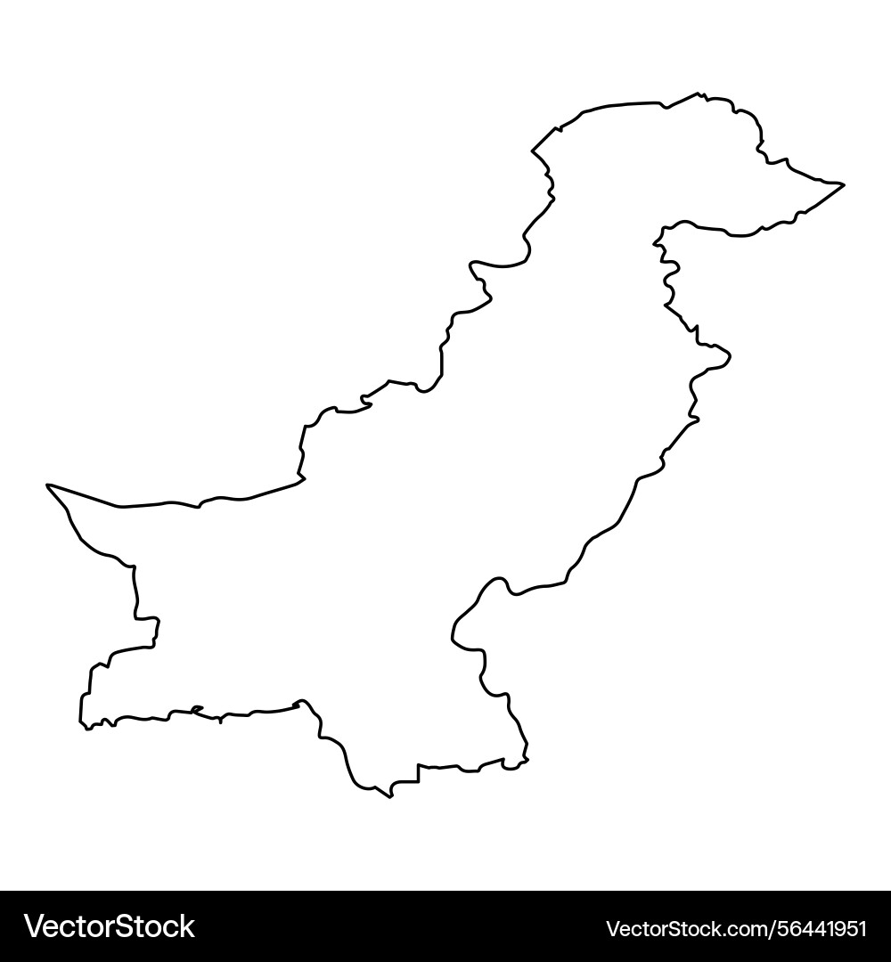 Pakistan outline map national borders Royalty Free Vector