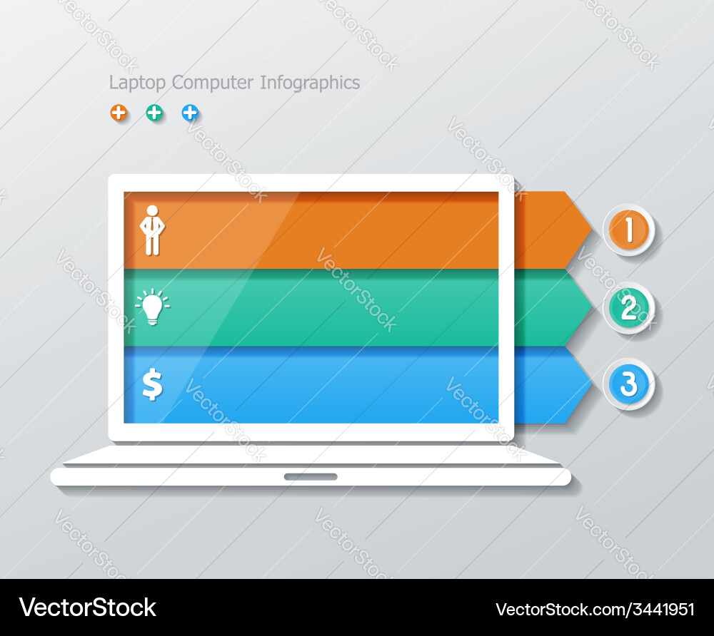 Paper laptop computer infographics Royalty Free Vector Image