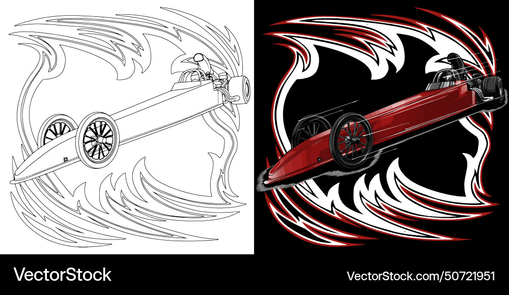 Red drag racing car with white strip Royalty Free Vector