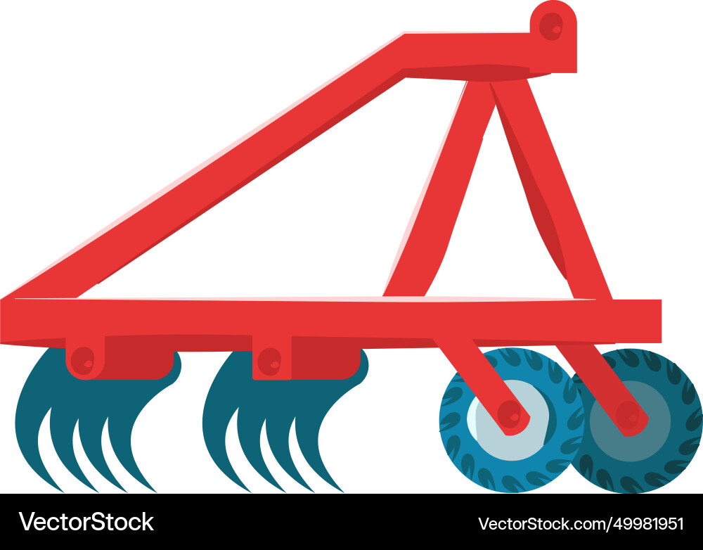 Red Tractor Plow Attachment Royalty Free Vector Image