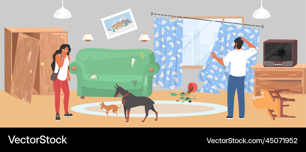 Bad dog and puppy behavior problem Royalty Free Vector Image Bad dog and puppy behavior problem Royalty Free Vector Image