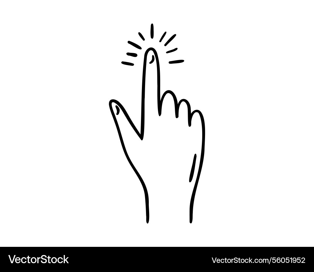 Finger pointing icon doodle hand drawn outline Vector Image