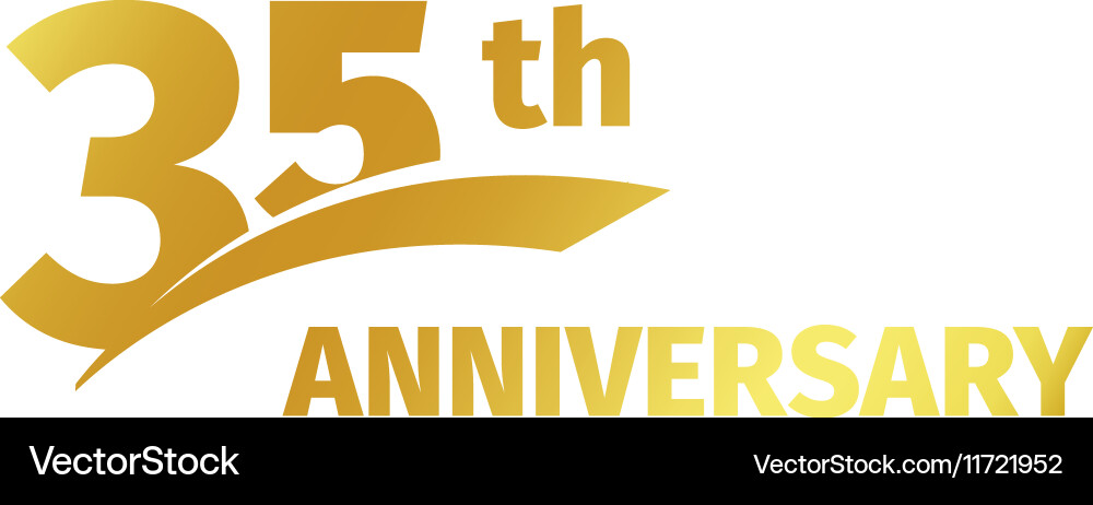 Golden 35th Anniversary Logo Royalty Free Vector Image