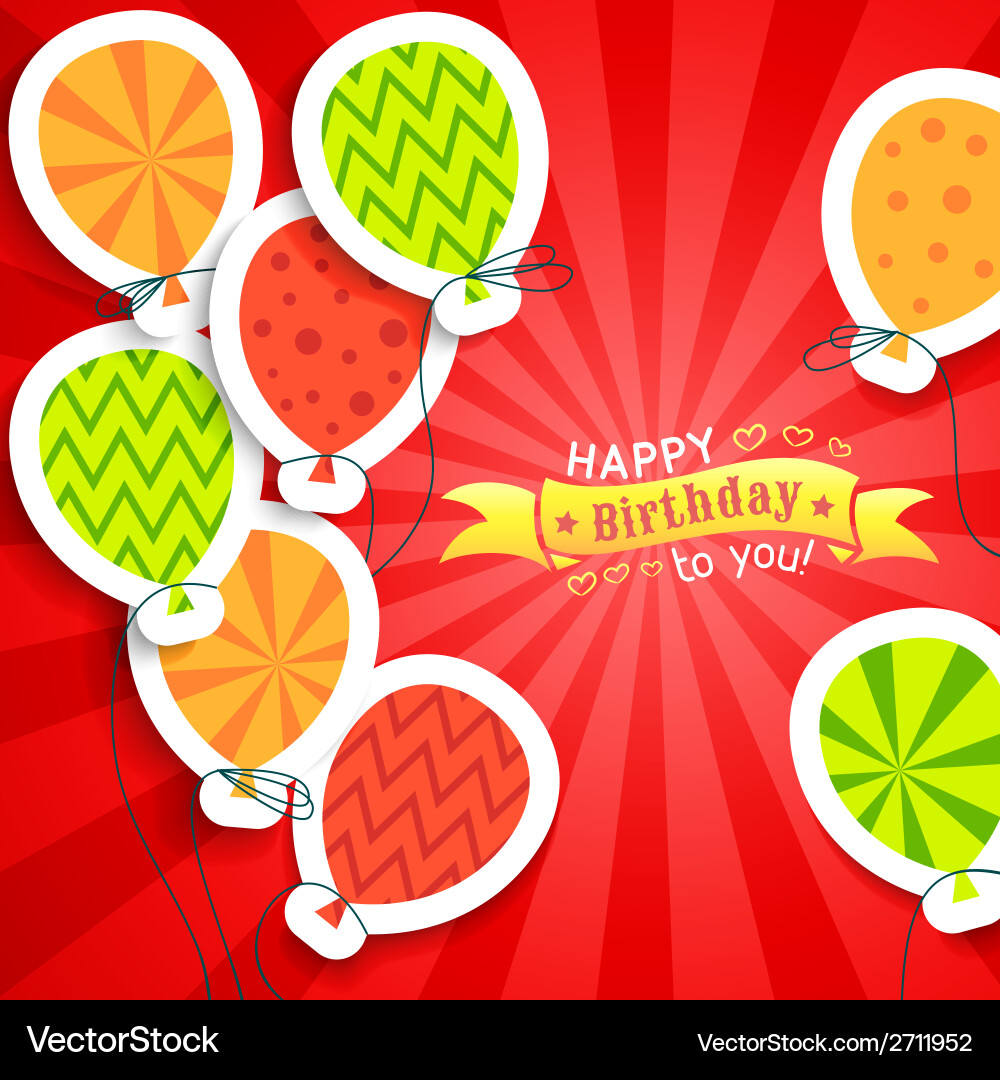 Happy birthday funny postcard with balloons Vector Image