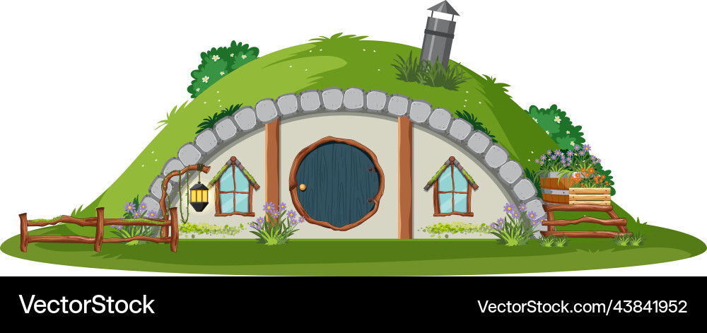 Hobbit house isolated on white background Vector Image