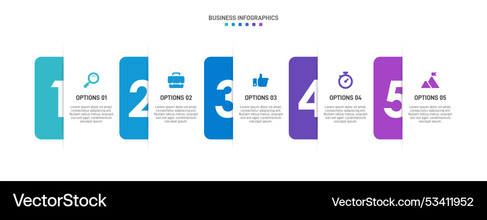 Horizontal progress bar featuring 5 arrow-shaped Vector Image