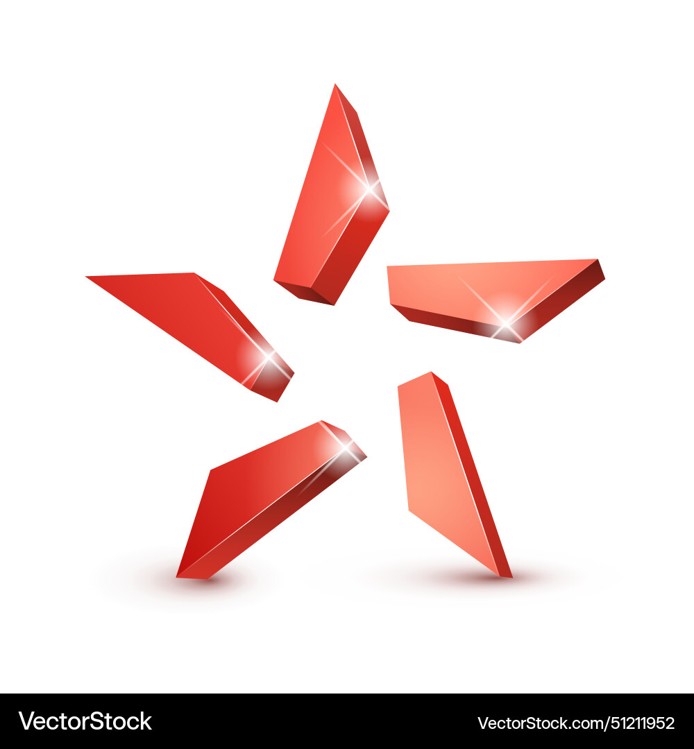 Red 3d star with golden highlights Royalty Free Vector Image