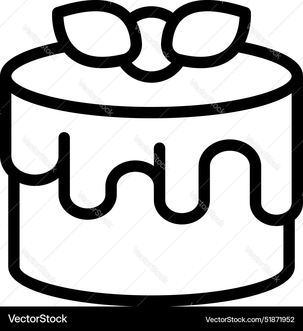 Round cake with melted chocolate and three Vector Image