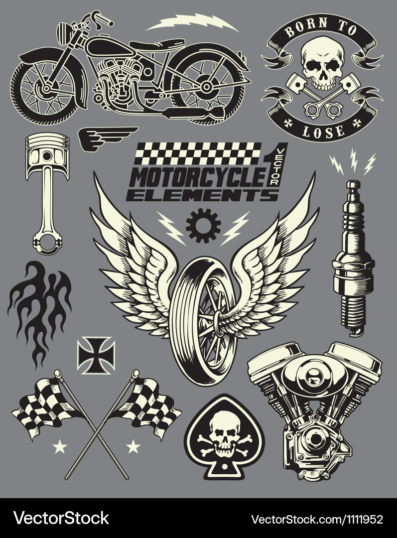 Vintage Motorcycle Tattoo 845 Motorcycle Tattoos Stock Photos,