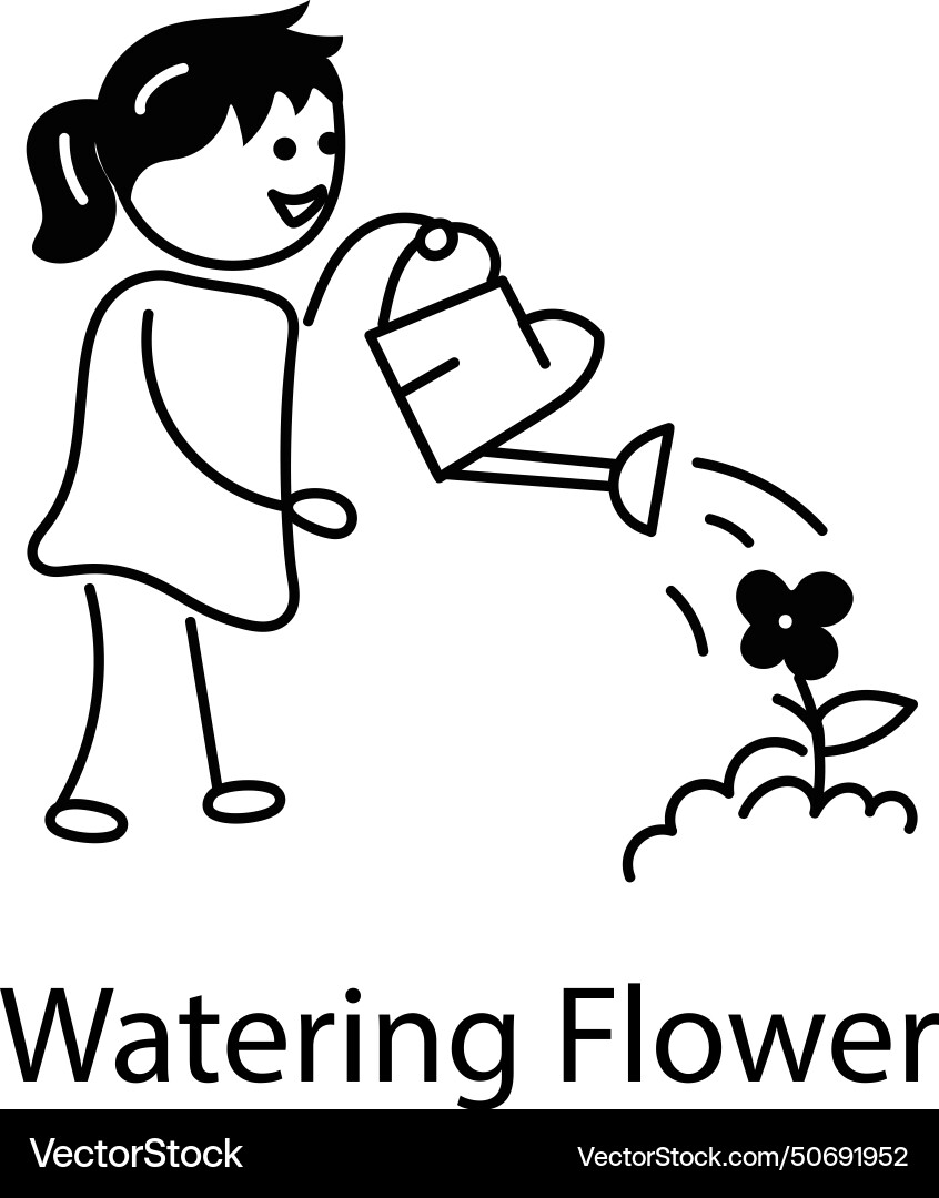 Watering flower Royalty Free Vector Image - VectorStock