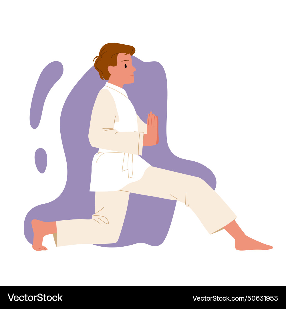 Boy training in martial arts character white Vector Image