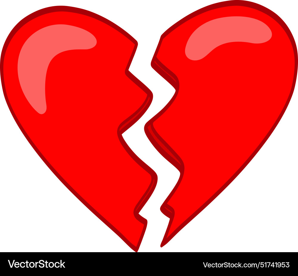 Broken heart sign symbol icon drawing art Vector Image