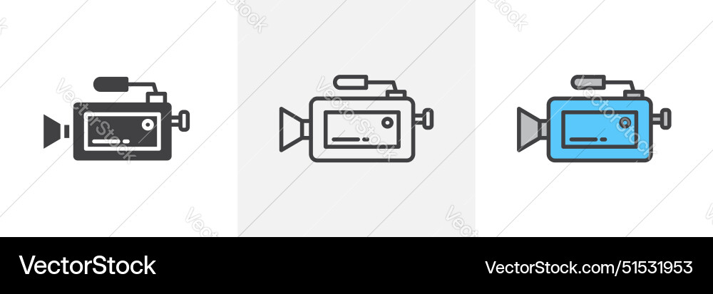 Camcorder icon set video camera symbol Royalty Free Vector