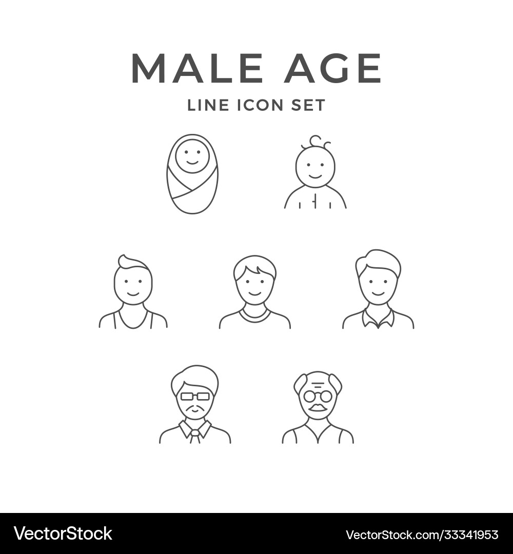 Male Age Line Icons Royalty Free Vector Image - VectorStock