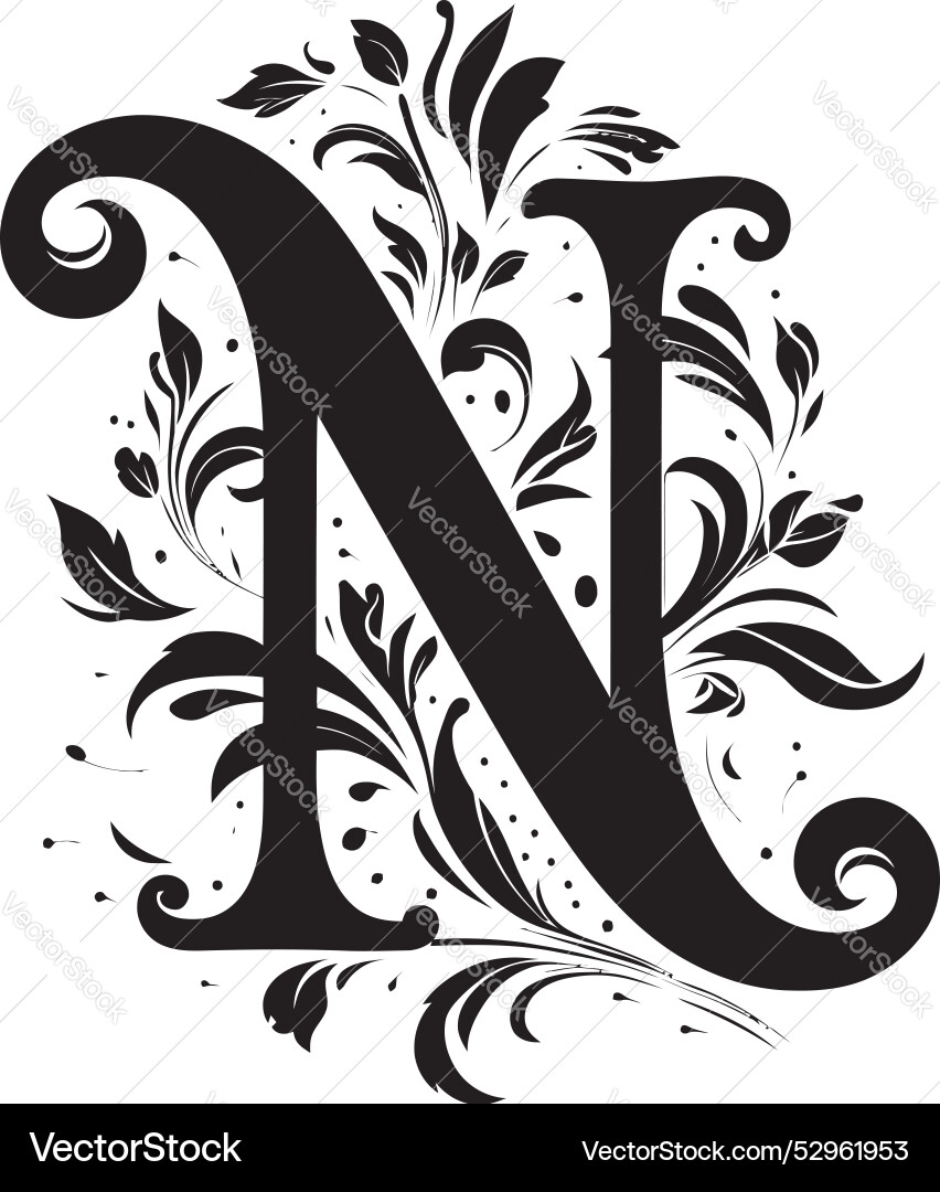 Nebula accents galactic letter n nostalgic Vector Image