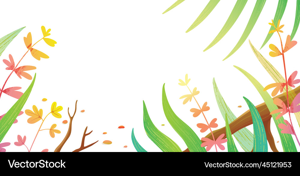 Paradise nature frame branches and leaves template