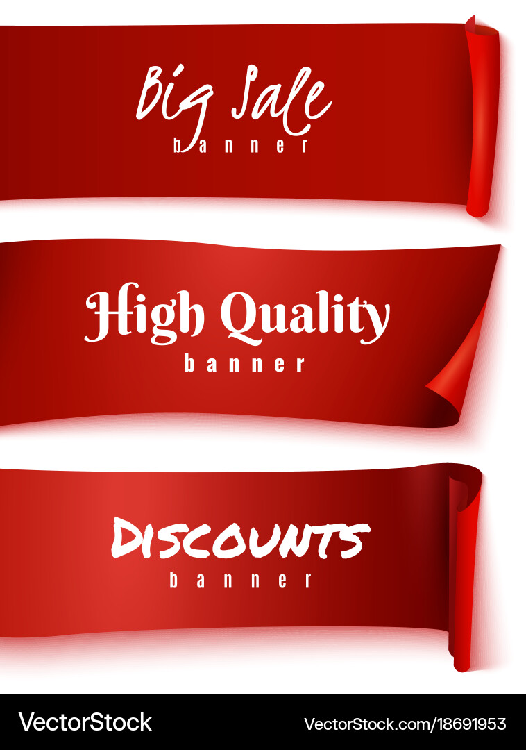 Rotes Band Icon Set Lizenzfreies Vektorbild - VectorStock