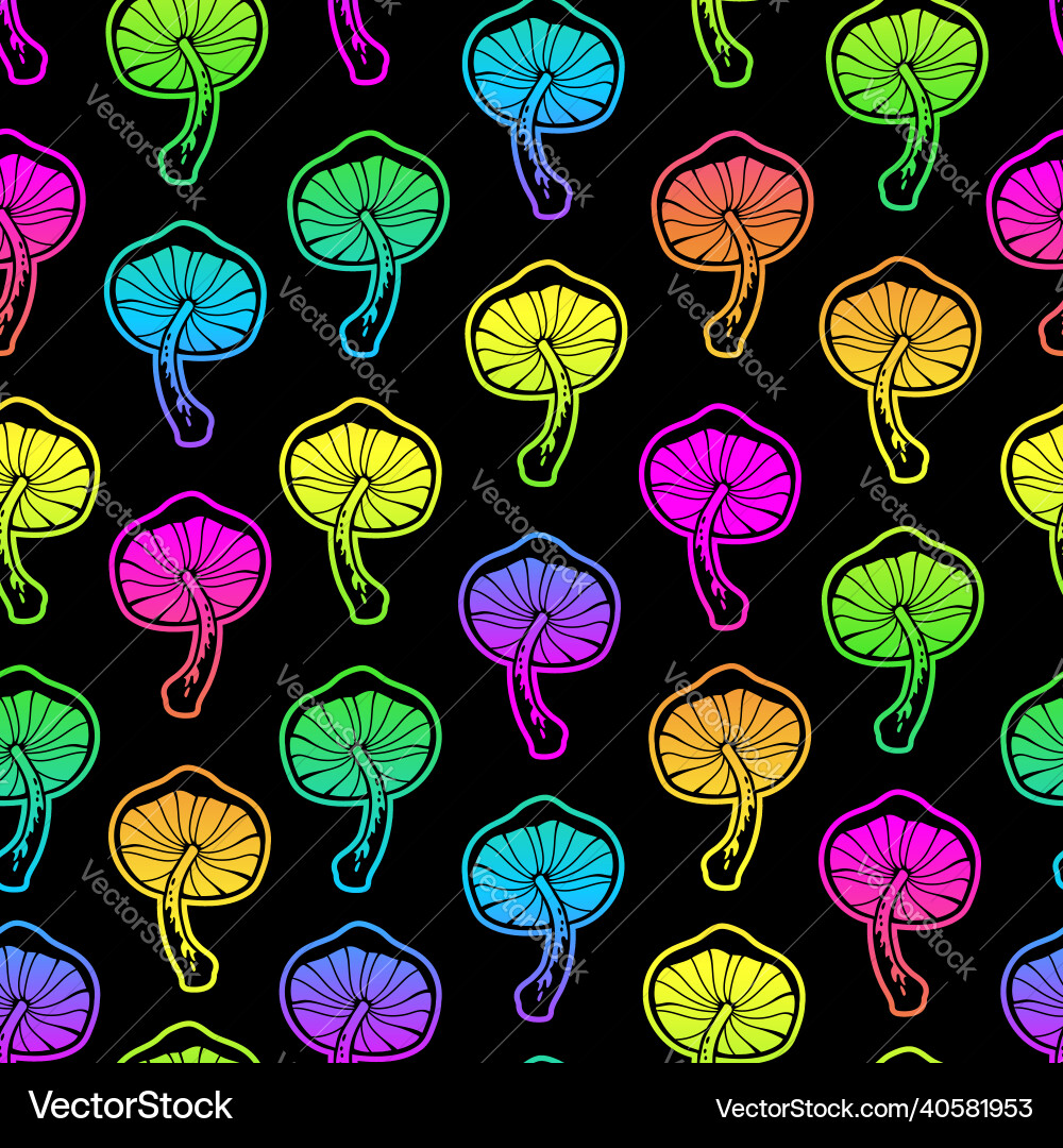Seamless with bright psychedelic mushrooms Vector Image Seamless with bright psychedelic mushrooms Vector Image