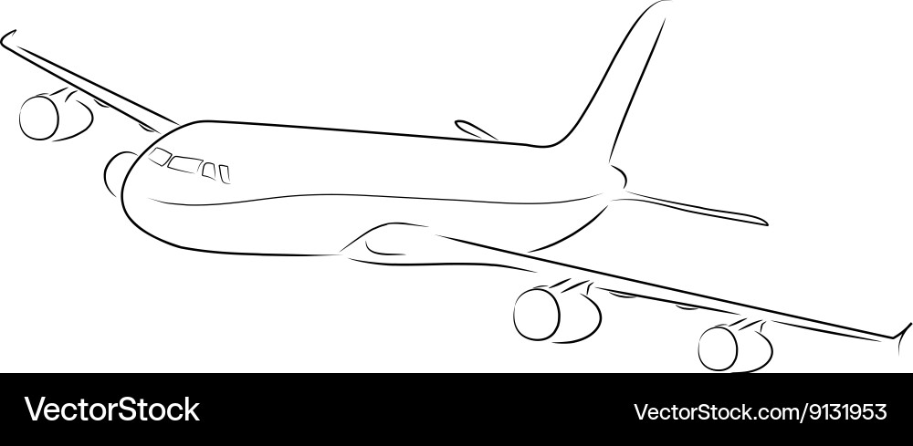 Simple Airplane Outline Royalty Free Vector Image