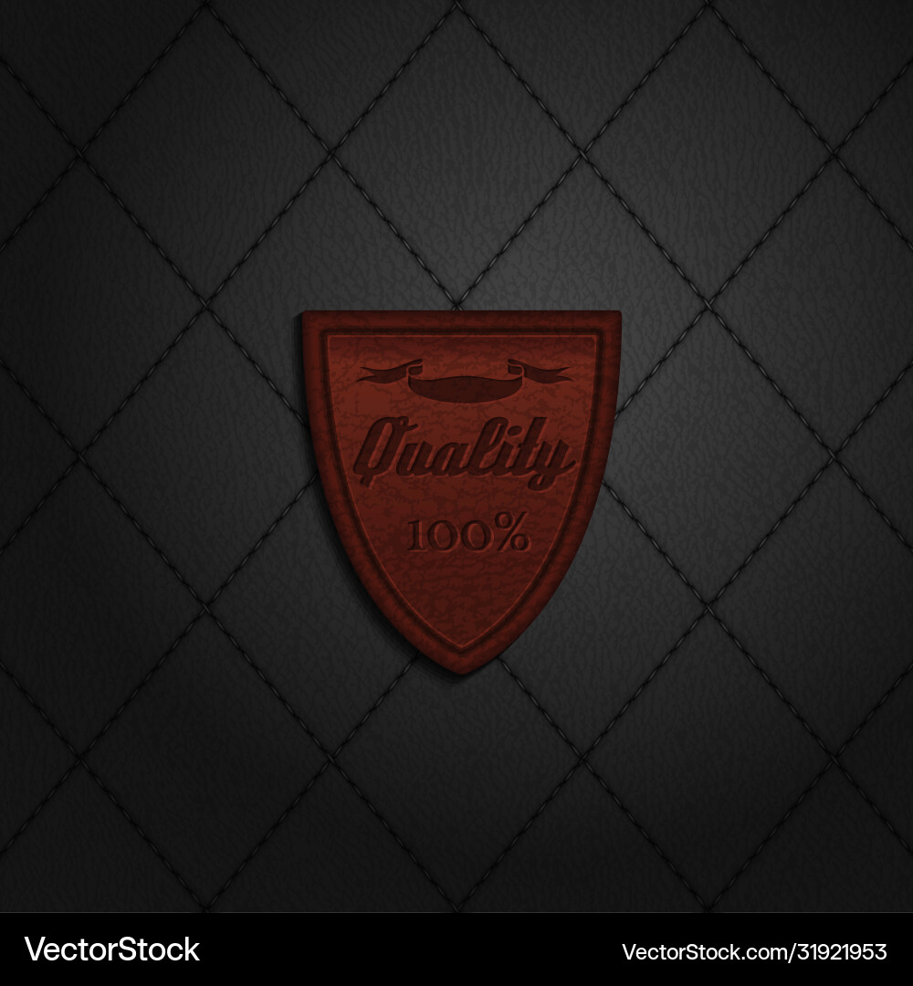 Stitched schwarz Leder Hintergrund mit Label Vektorbild
