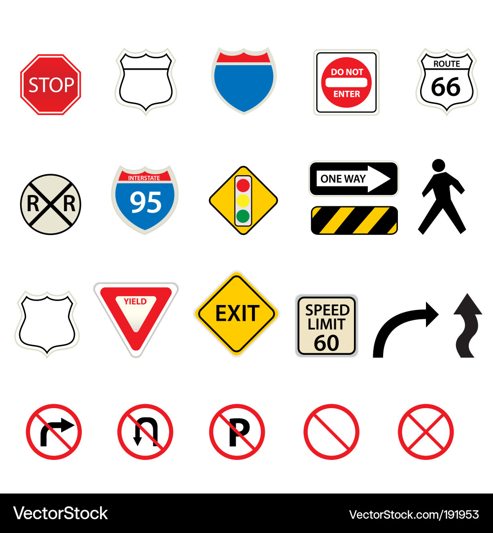 Traffic signs Royalty Free Vector Image - VectorStock