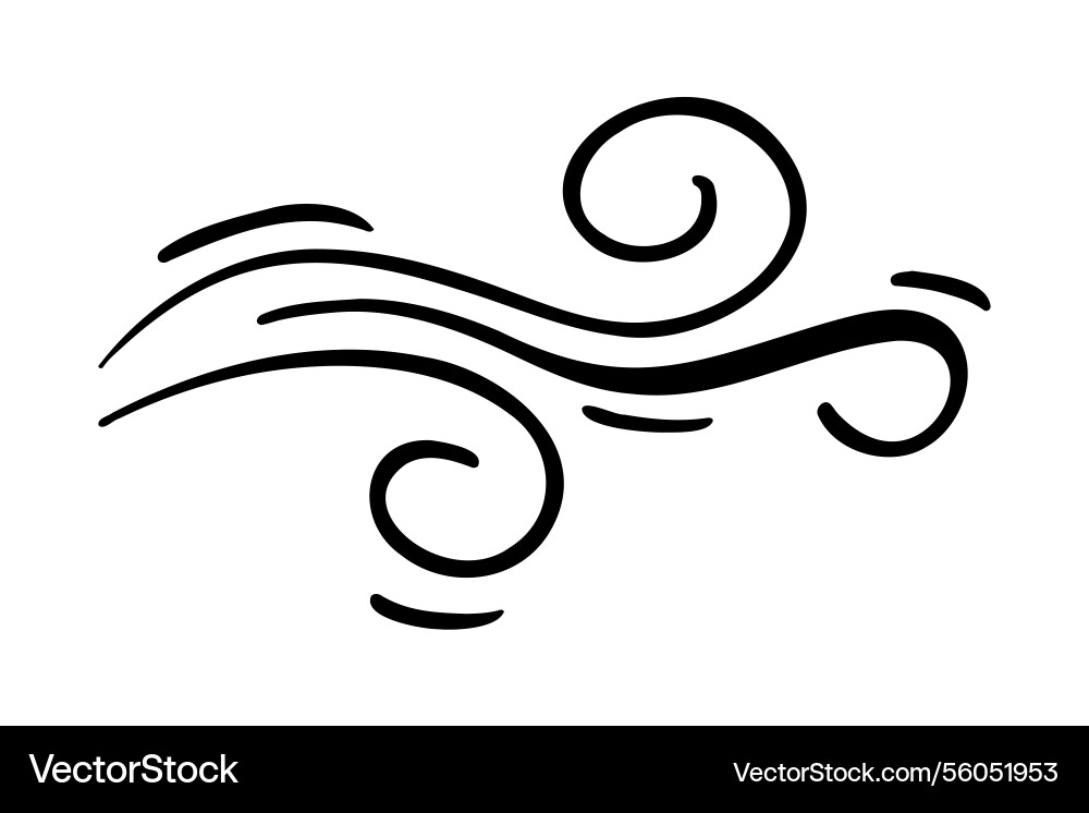 Wind gust cartoon icon doodle hand drawn outline Vector Image