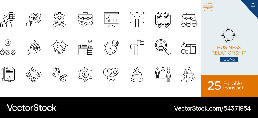 Business relationships line icon Royalty Free Vector Image