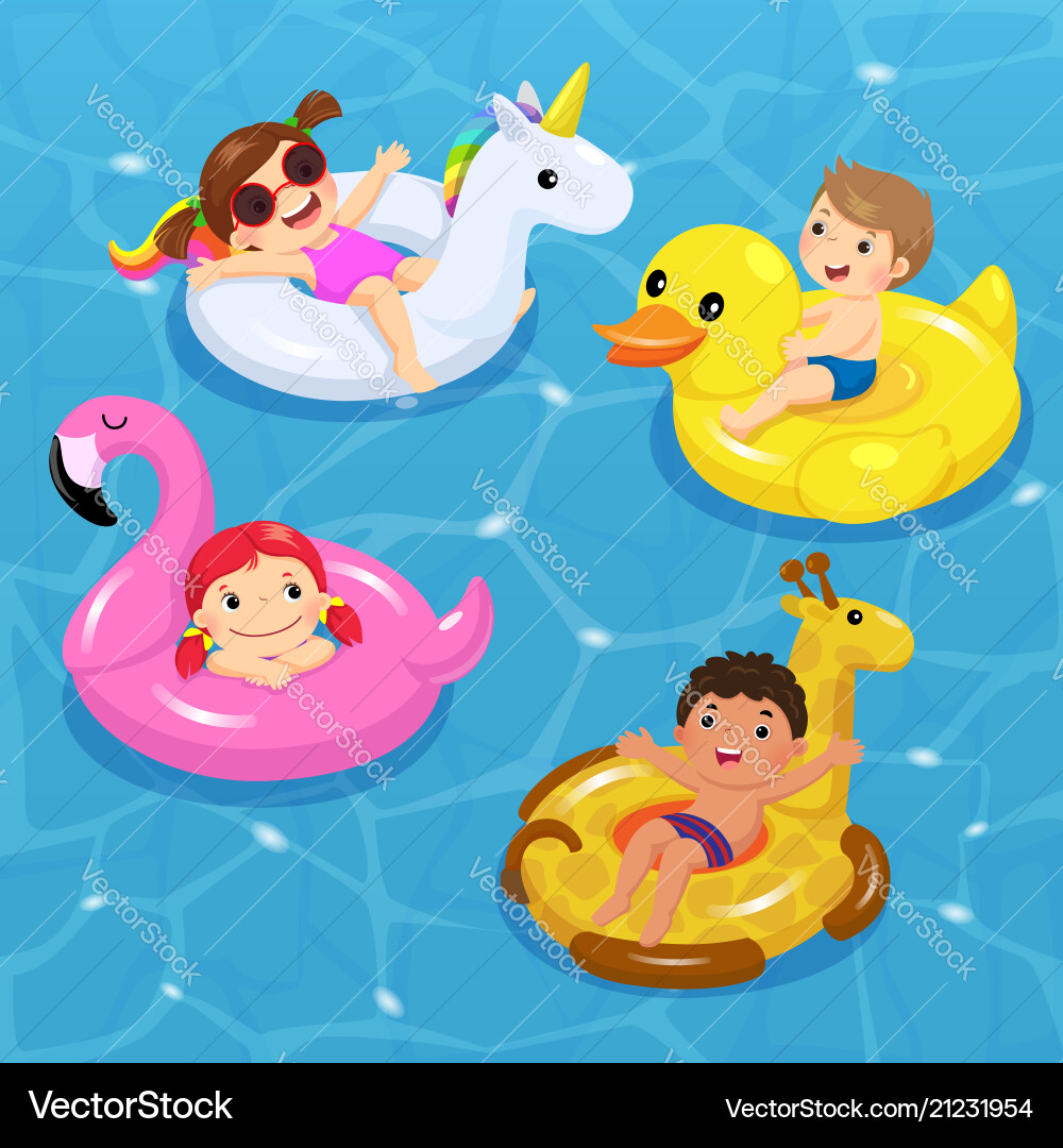 Children Enjoying Inflatable Water Fun Royalty Free Vector