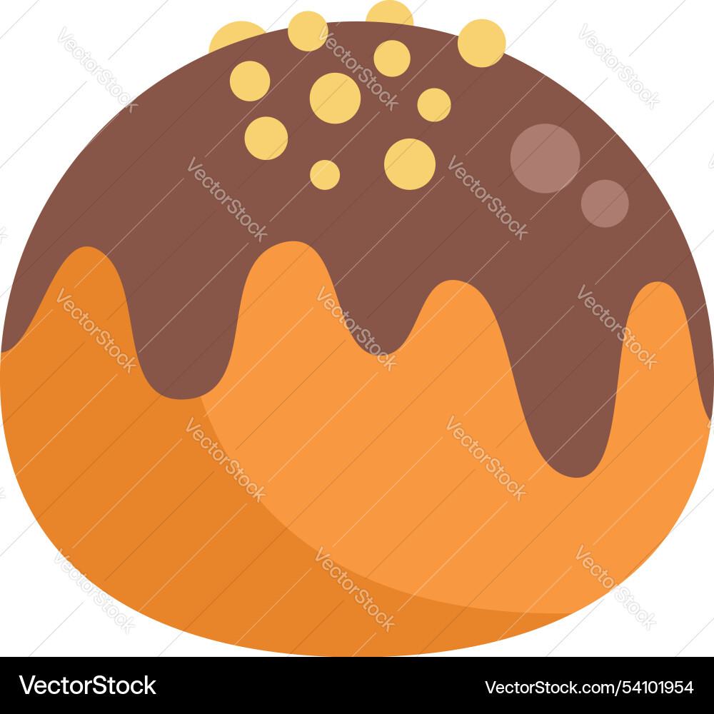 Chocolate covered donut with sprinkles drizzling Vector Image