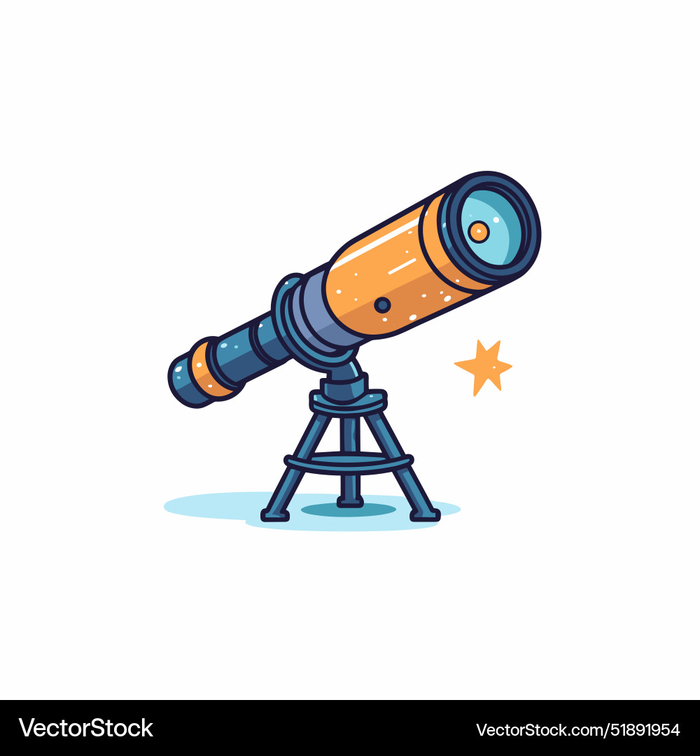 Colorful telescope with starry night sky Vector Image