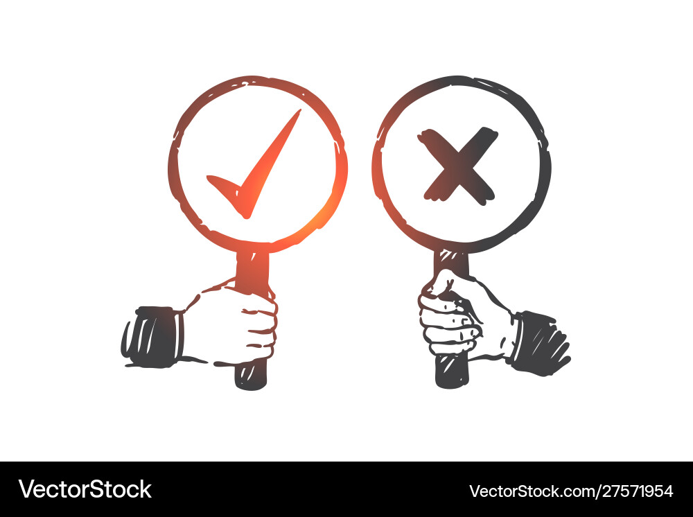 Correct and incorrect concept sketch hand drawn Vector Image