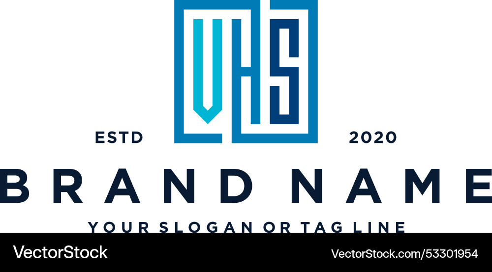 Creative letter vhs square logo design Royalty Free Vector