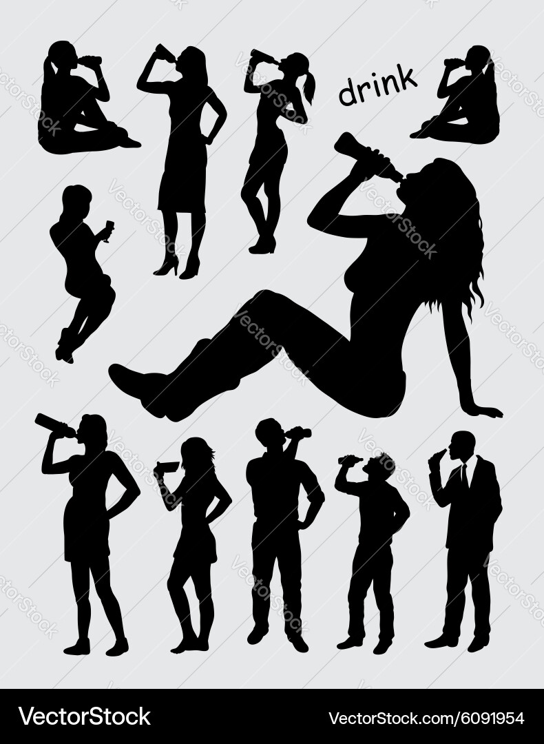 Girl Drinking Water Silhouette Vector Images (over 280)