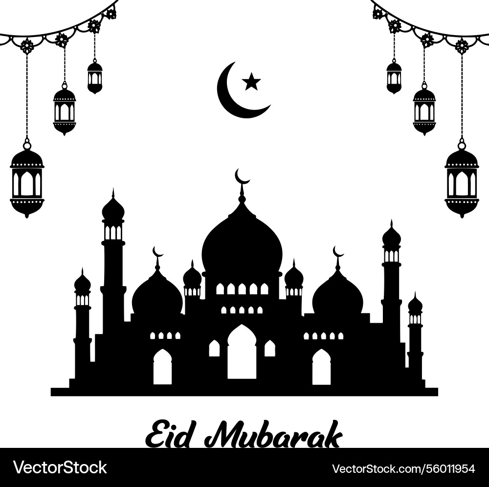 Eid mubarak silhouette Royalty Free Vector Image