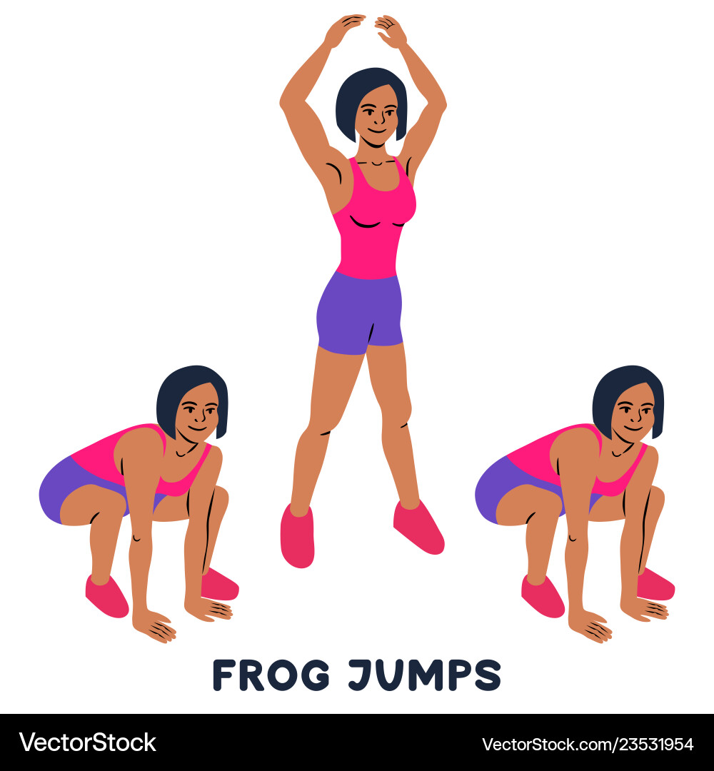 Frog Jump Exercise Silhouettes Royalty Free Vector Image