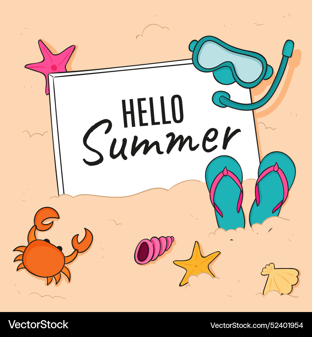 Hand drawn hello summer Royalty Free Vector Image