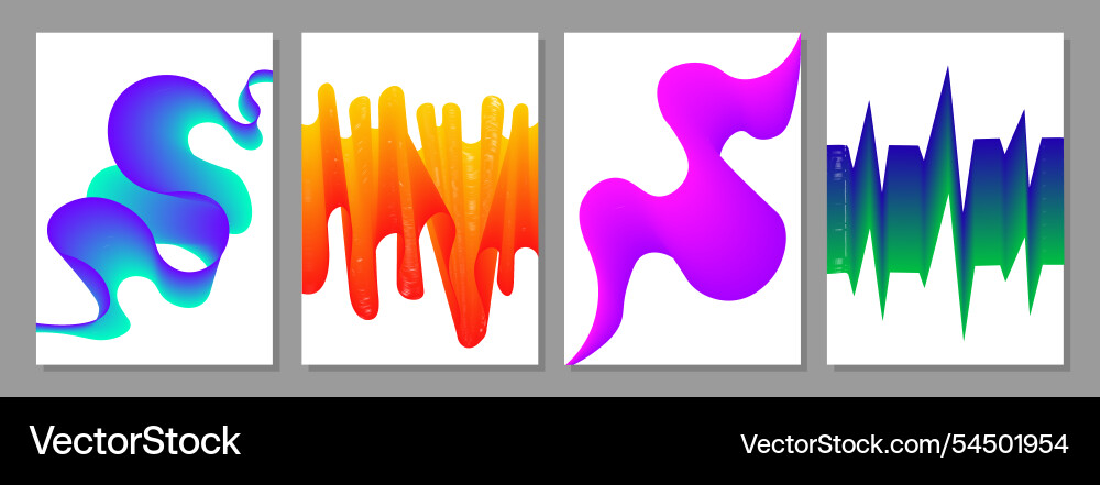 Flüssige dynamische Formen Poster Set blau orange