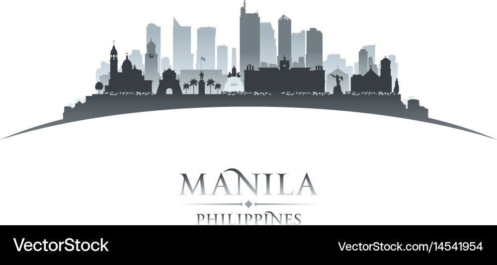 Manila City Skyline Silhouette Royalty Free Vector Image