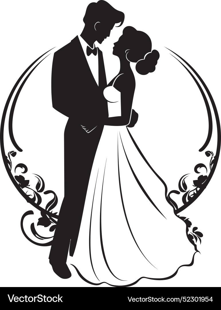 Marriage art monochromatic eleganceblack lines Vector Image