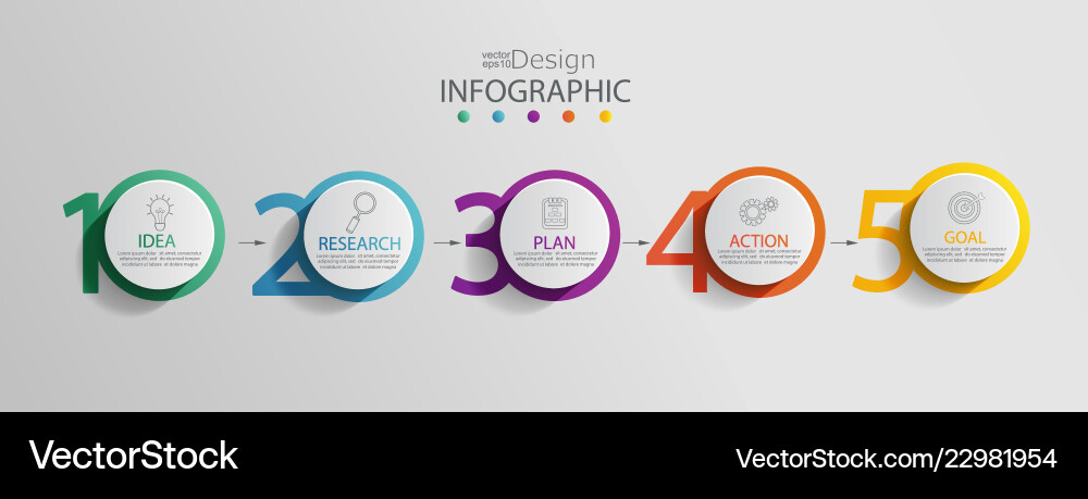 Paper infographic template with 5 circle options Vector Image