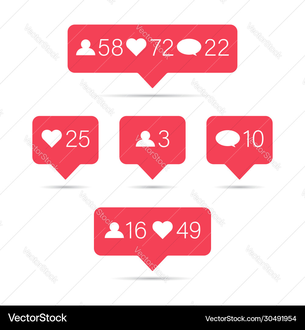 Red social media notifications icons for web Vector Image