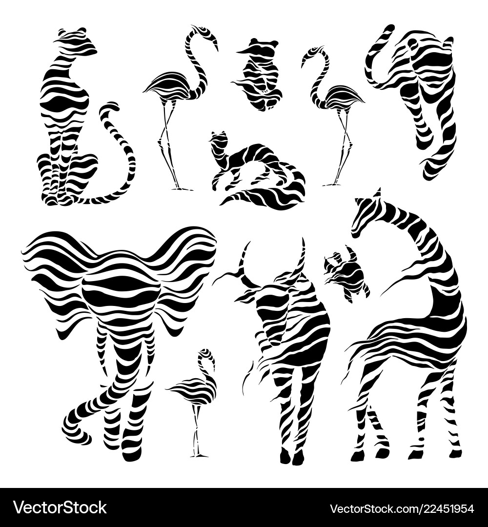 Wild animals stylized Royalty Free Vector Image