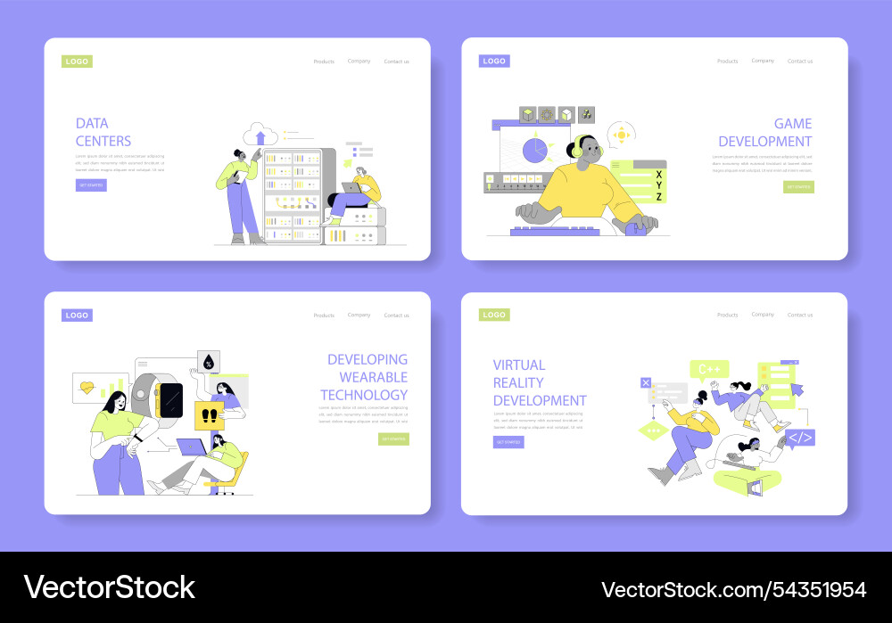Women in technology flat Royalty Free Vector Image