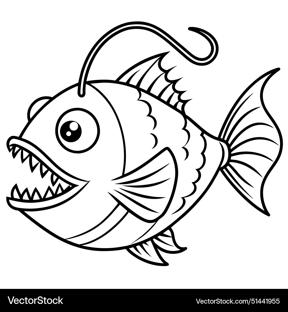 Anglerfish fish sits icon Royalty Free Vector Image