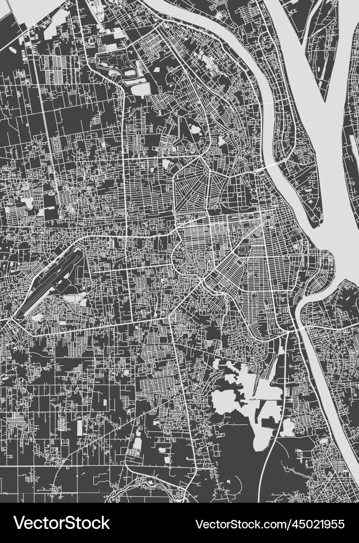 City map phnom penh monochrome detailed plan Vector Image