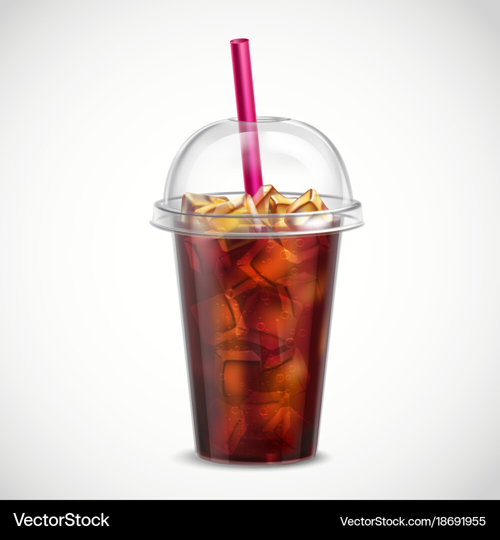 Cola with ice takeaway realistic Royalty Free Vector Image