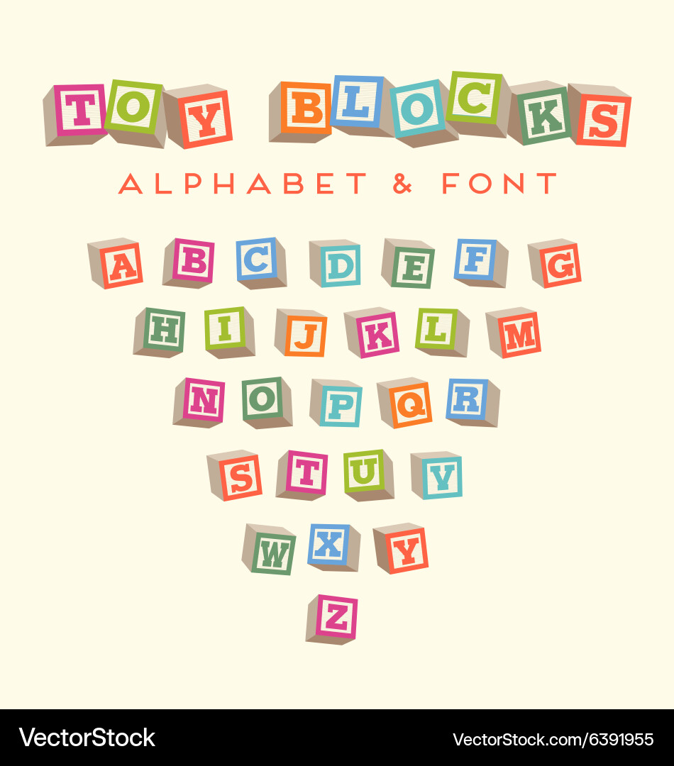 Colorful Alphabet Blocks Font Royalty Free Vector Image