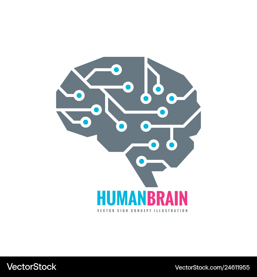 Digital human brain - logo concept Royalty Free Vector Image