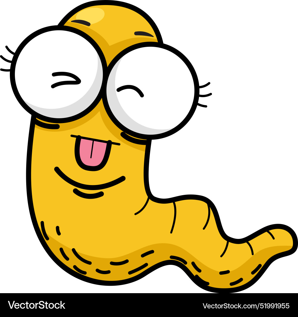 Earthworm outline character isolated on white Vector Image
